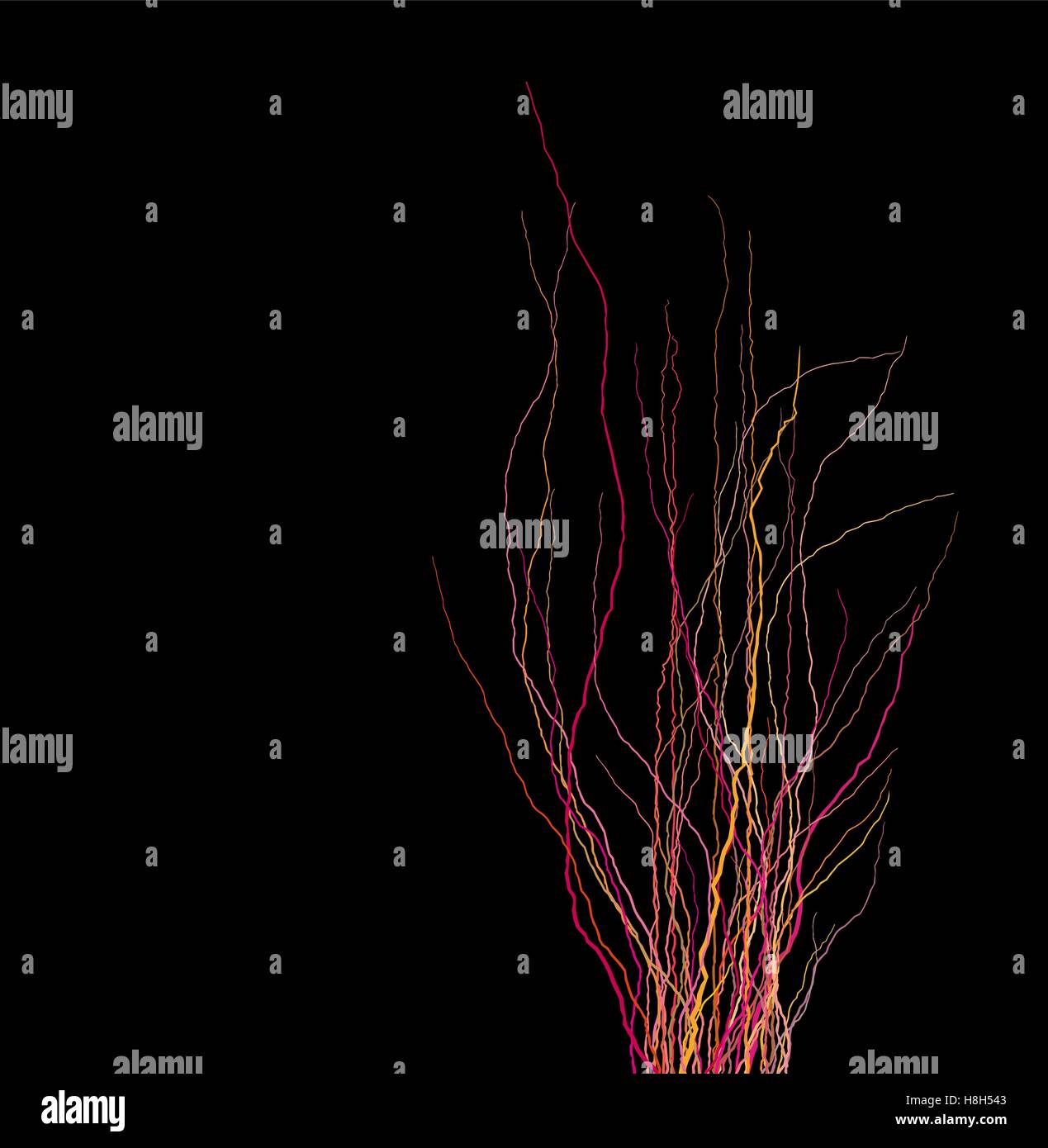 tree branches silhouette in multiple color over black Stock Vector ...