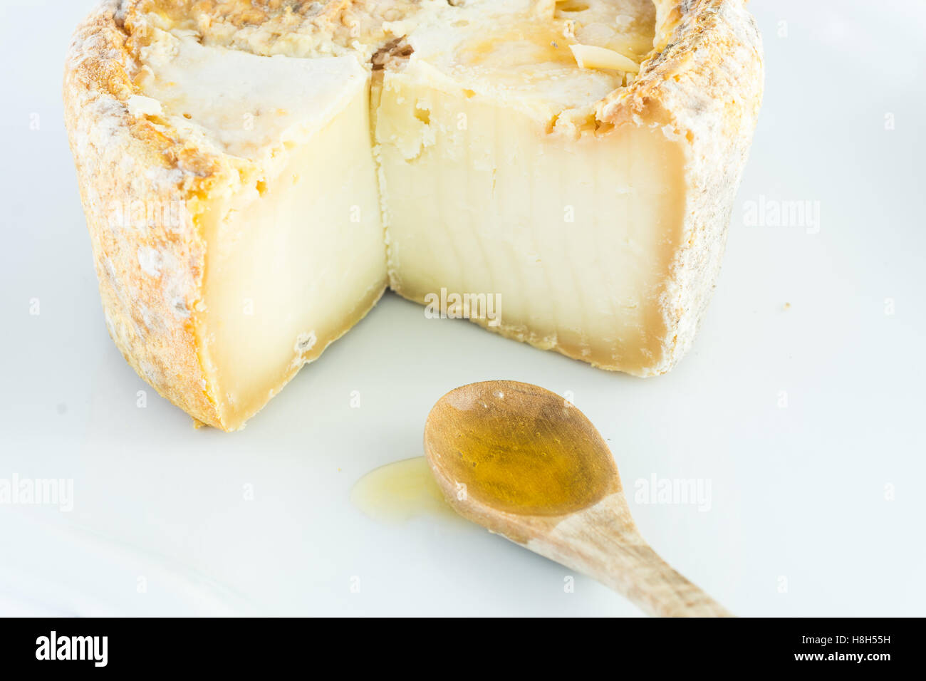 The form of hard cheese honey of a bloomy rind goat's milk, frost crust ...