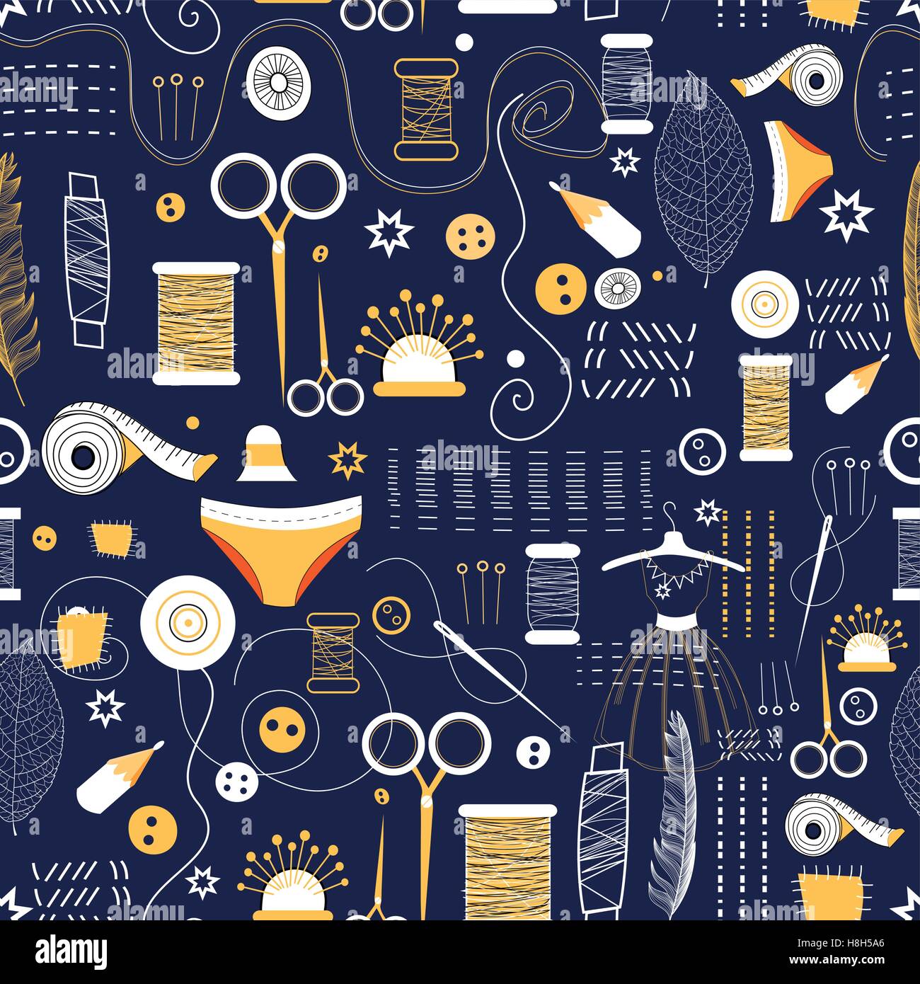 Scissors buttons on fabric Stock Vector Images - Alamy