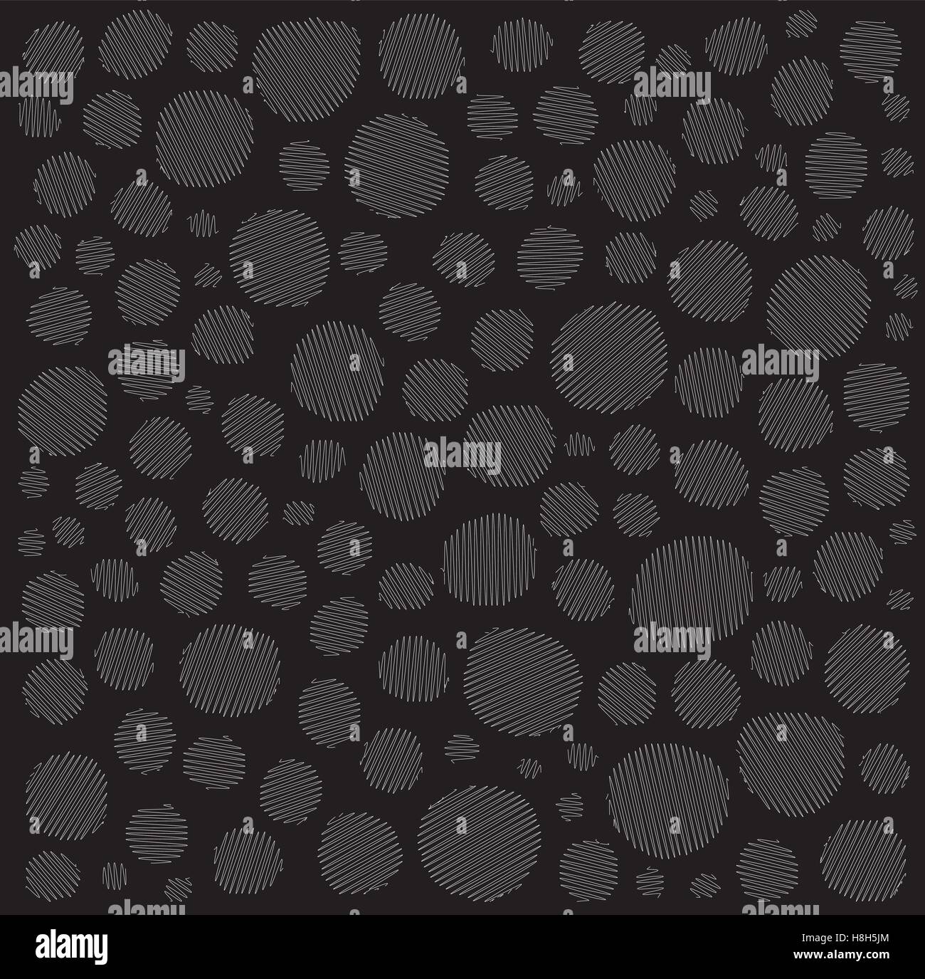 irregular hatched circles collection in white over black Stock Vector ...