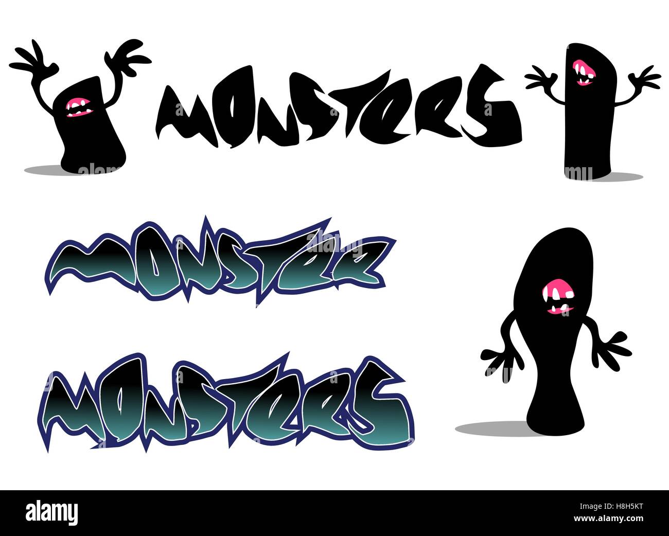 creepy monster font and character over white Stock Vector Image & Art ...
