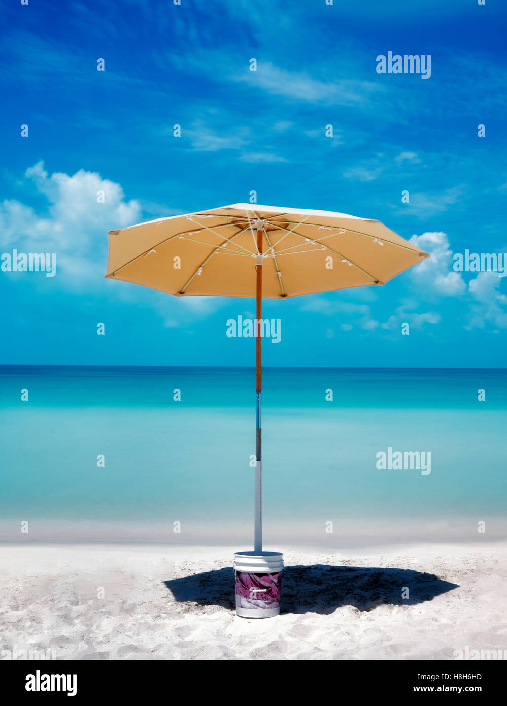 Sappodilla Bay with umbrella. Providenciales, Turks and caicos Stock ...