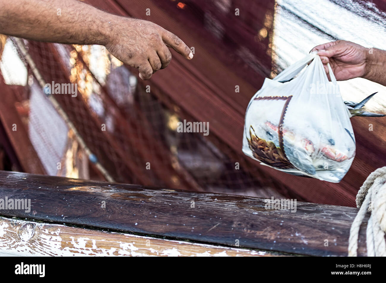 Man cooking fish on boat hi-res stock photography and images - Alamy