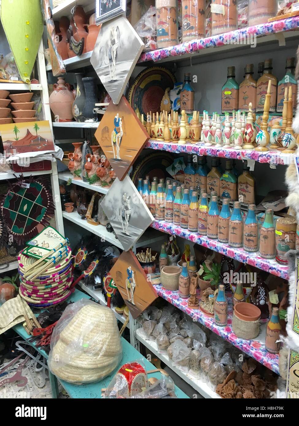 OUARGLA, ALGERIA - 30 JAN 2016: A market(souk) bazaar in touristic city ...