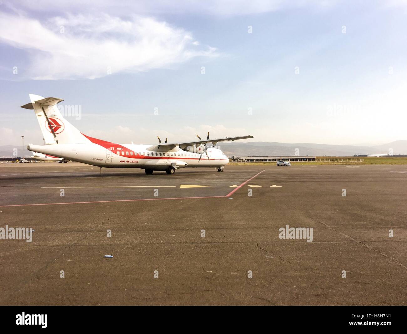 Air Algerie plane taxis at houari boumediene airport .Air Algerie is ...