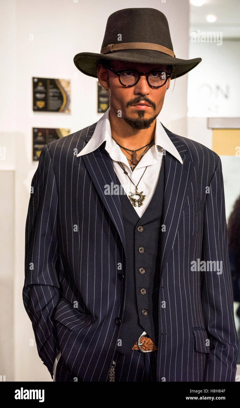 London, the UK-May 2016: Johnny Depp wax figure in Madame Tussaud's ...