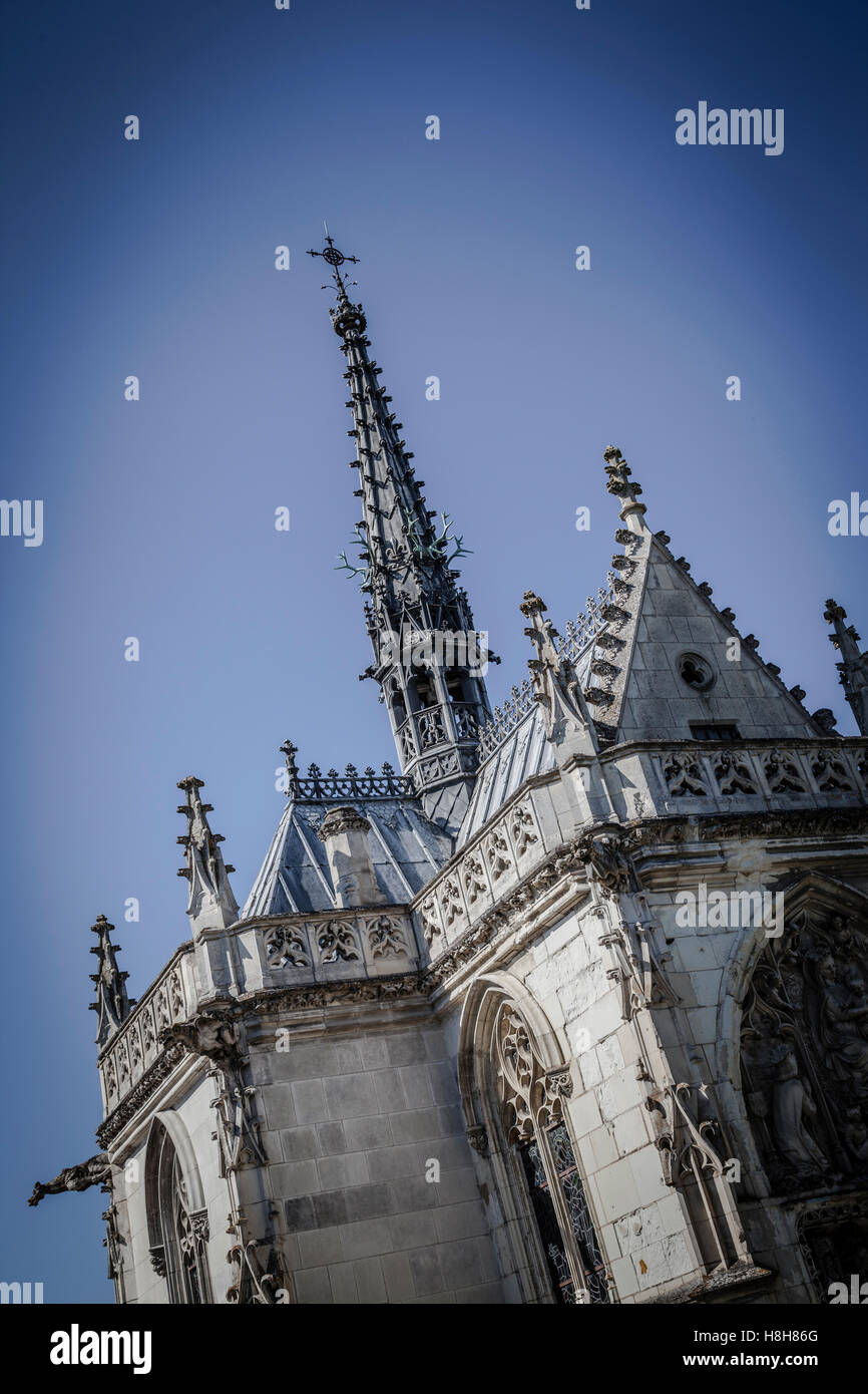 Tower of the castle of Amboise over the town in the Loire valley Stock ...