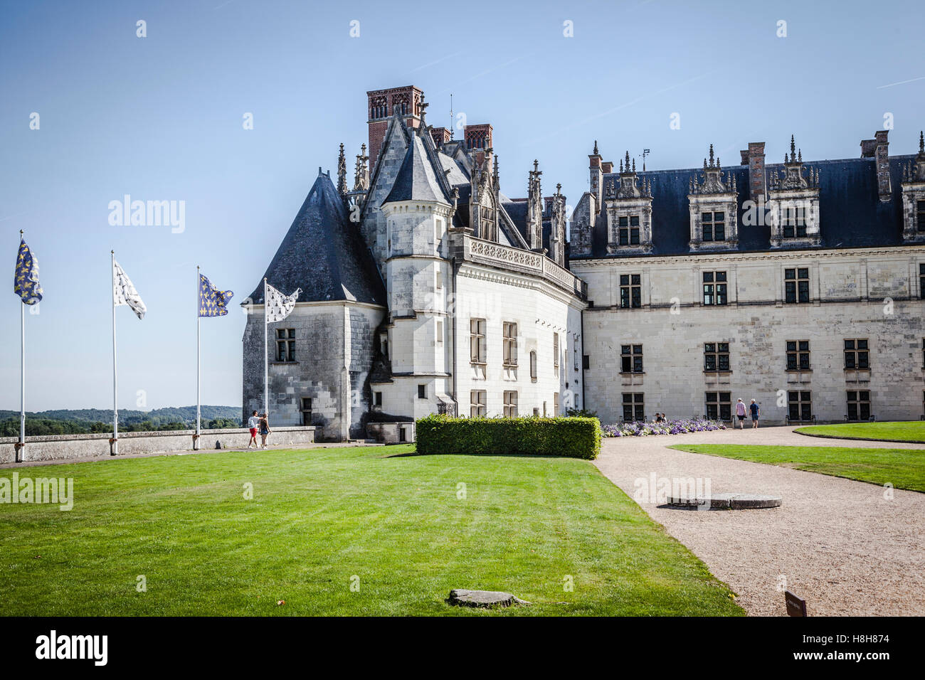 View of the Castle of Amboise over the town in the Loire valley Stock ...