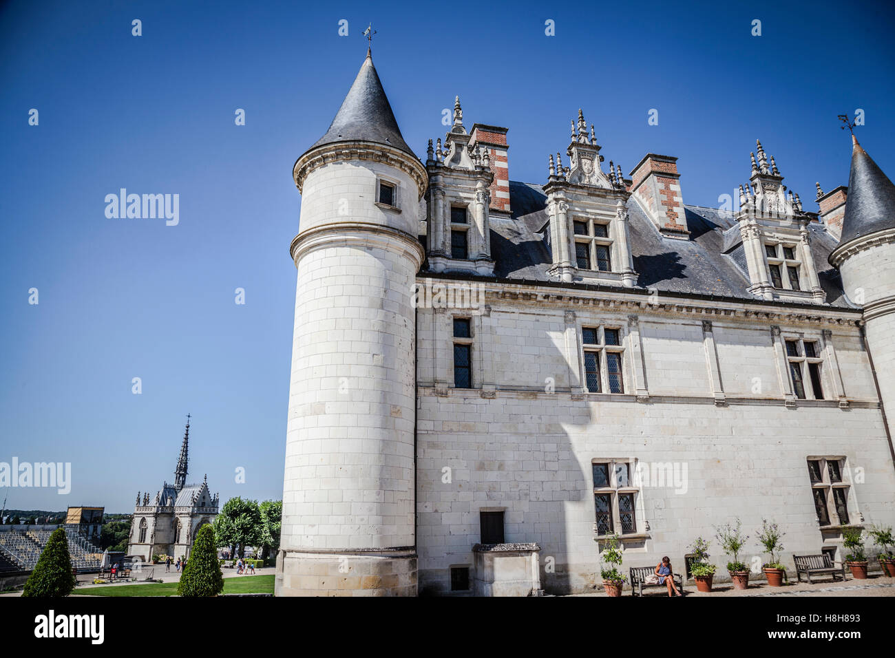 View of the Castle of Amboise over the town in the Loire valley Stock ...