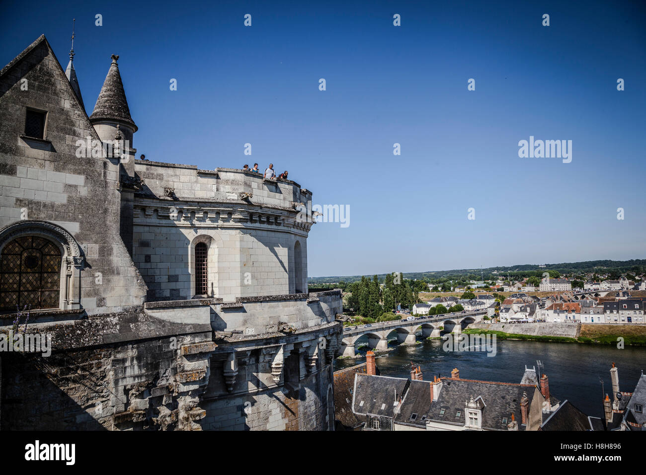 View of the Castle of Amboise over the town in the Loire valley Stock ...