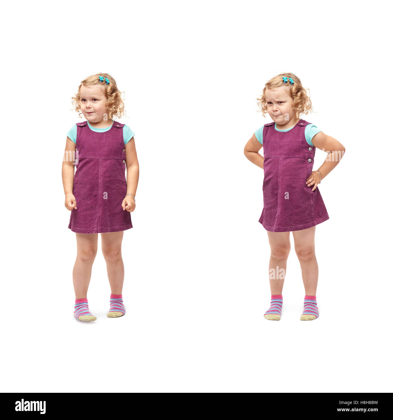 Young little girl standing over isolated white background Stock Photo ...