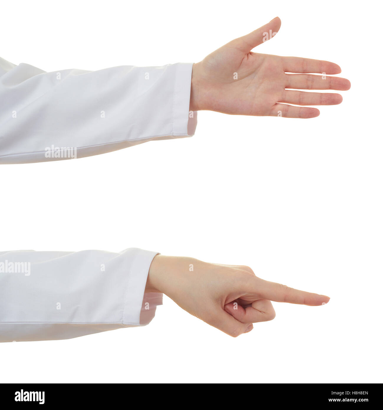 Set of doctor female hand over white isolated background Stock Photo ...