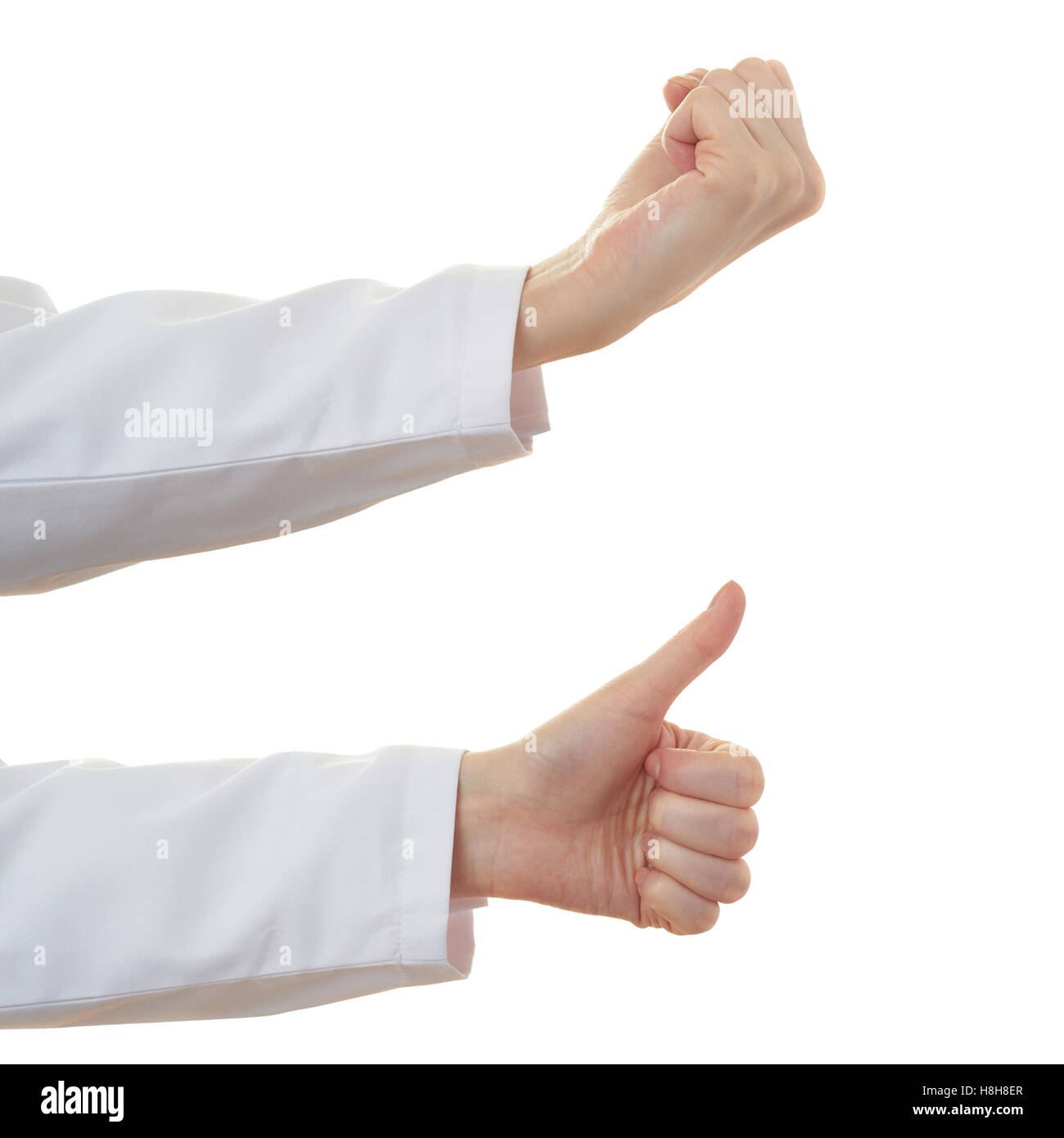 Set of doctor female hand over white isolated background Stock Photo ...