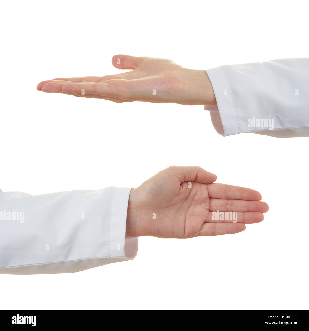 Set of doctor female hand over white isolated background Stock Photo ...