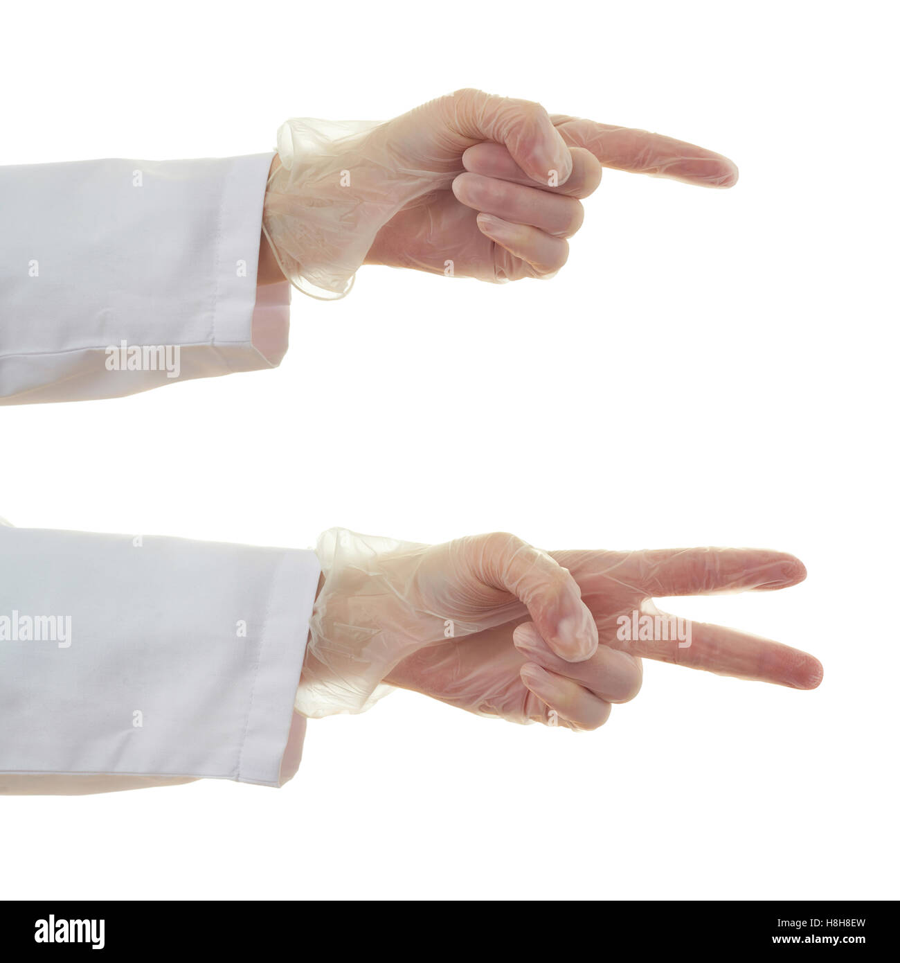Set of doctor female hand over white isolated background Stock Photo ...