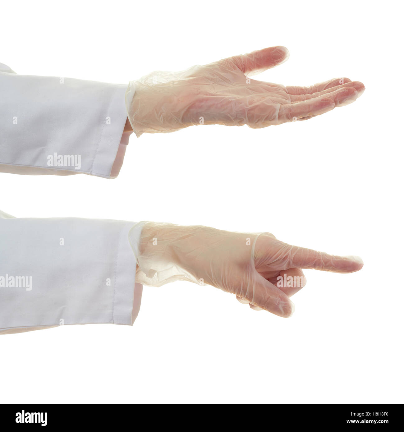 Set of doctor female hand over white isolated background Stock Photo ...