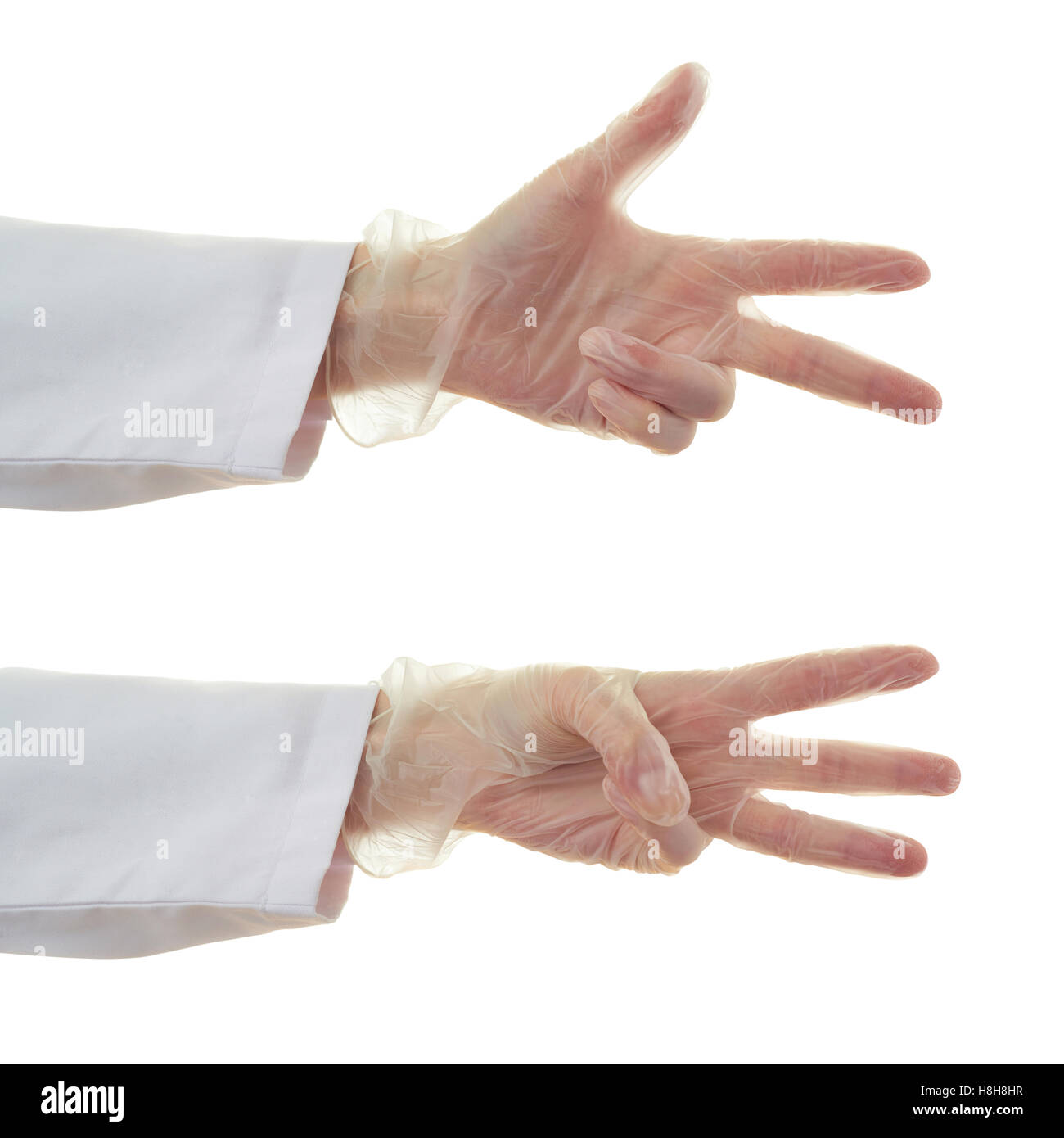 Set of doctor female hand over white isolated background Stock Photo ...