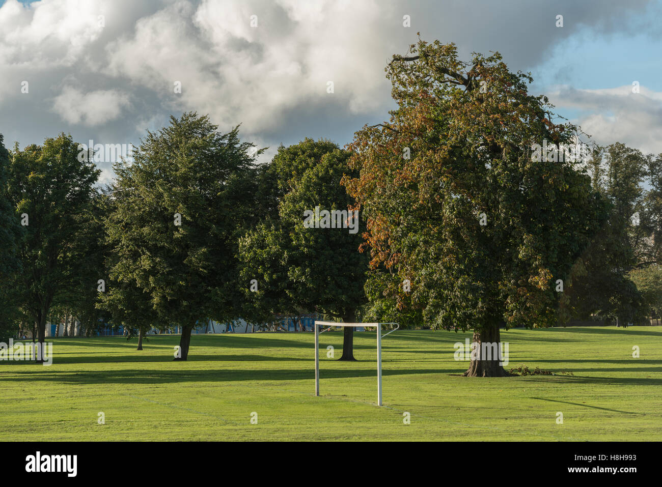 South Inch goal posts and trees, Perth,Scotland,United Kingdom,UK Stock ...