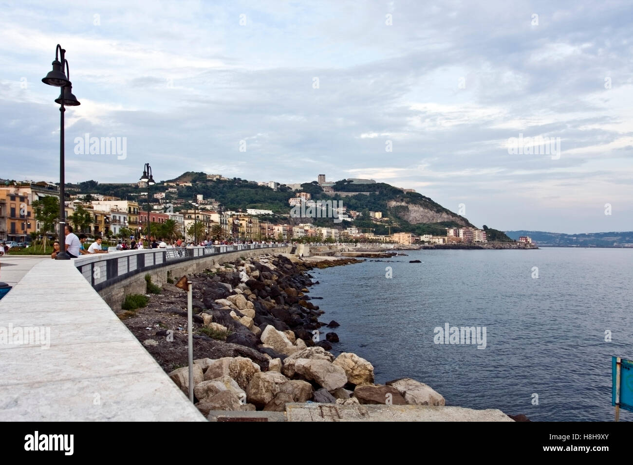 The new seafront, Pozzuoli, Puteoli, Naples, Campania, Italy, Europe ...