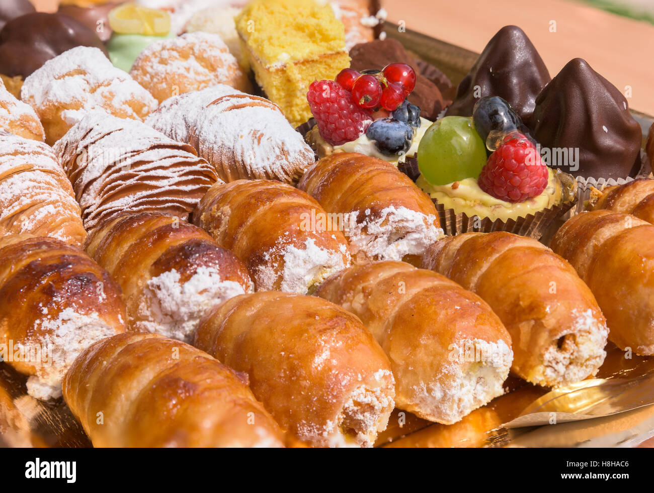 Typical italian pastries stuffed,close up Stock Photo - Alamy