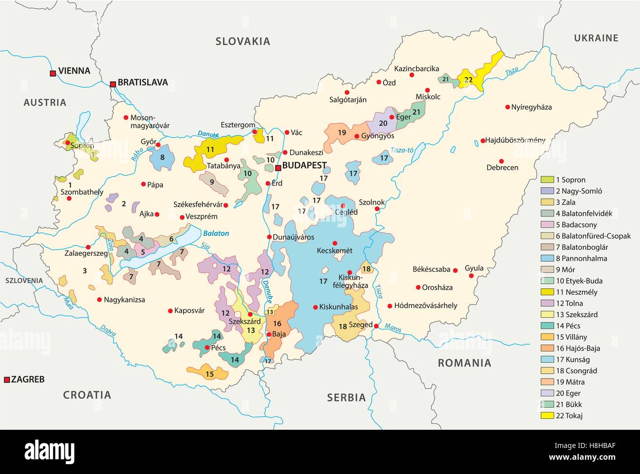 hungary wine regions map Stock Vector Image & Art - Alamy