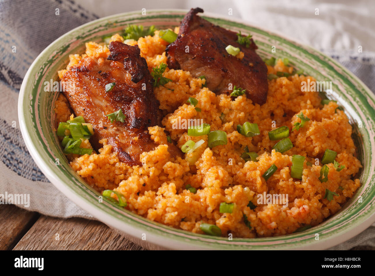 Asian bulgur pilaf meat close hi-res stock photography and images - Alamy