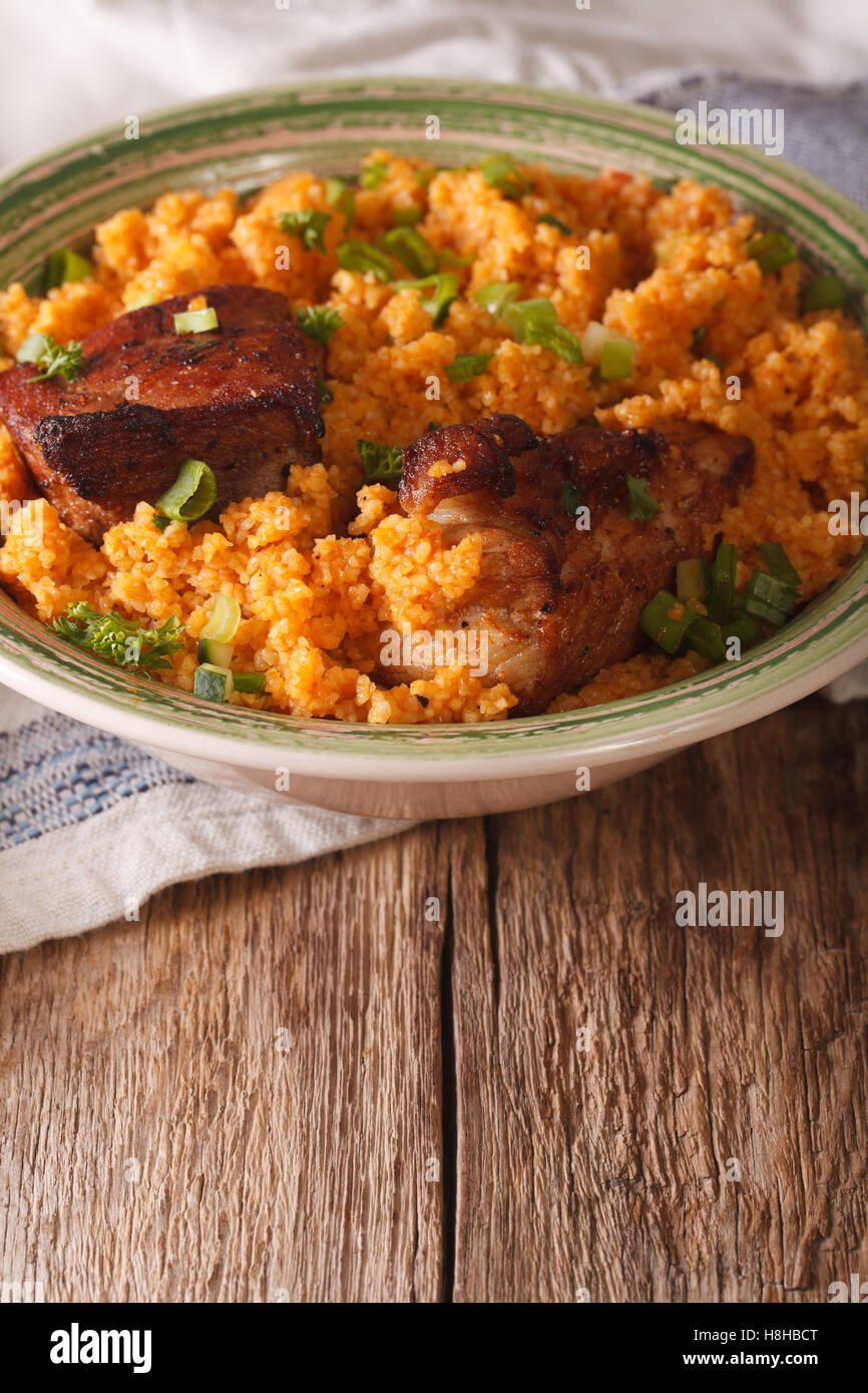 Asian bulgur pilaf meat close hi-res stock photography and images - Alamy