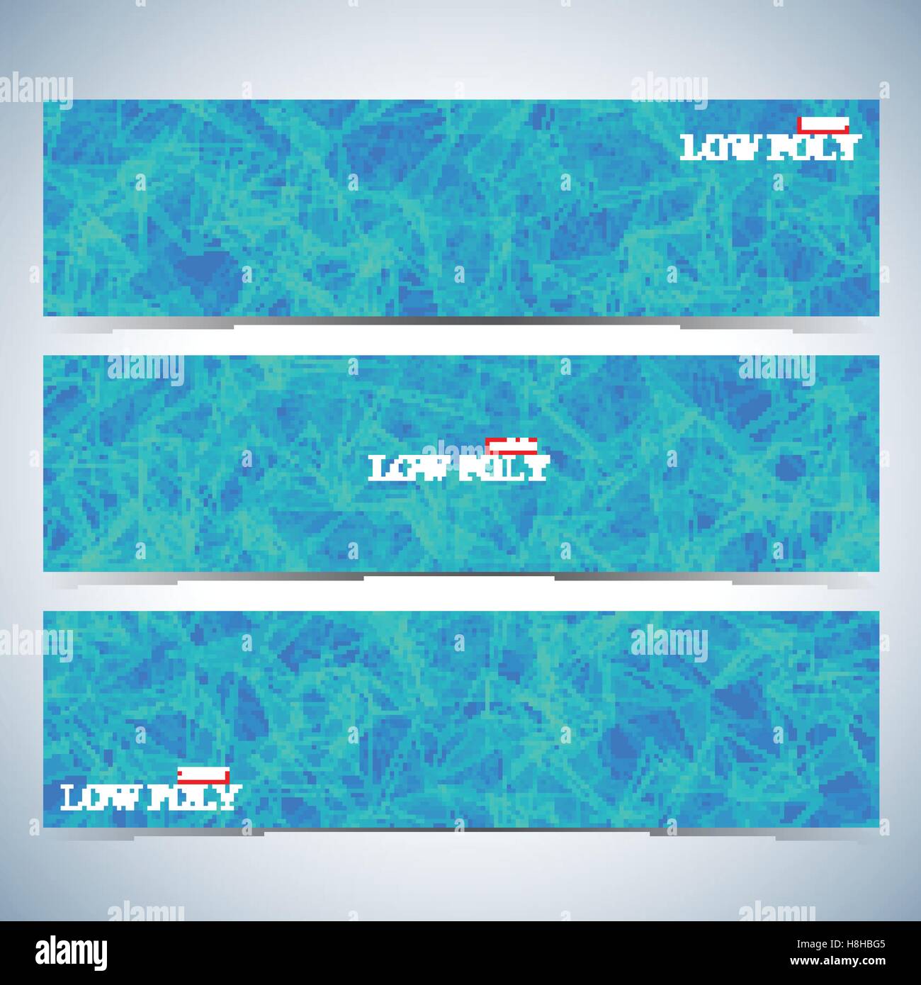 Set of polygonal horizontal backgrounds. Low poly, molecule and ...