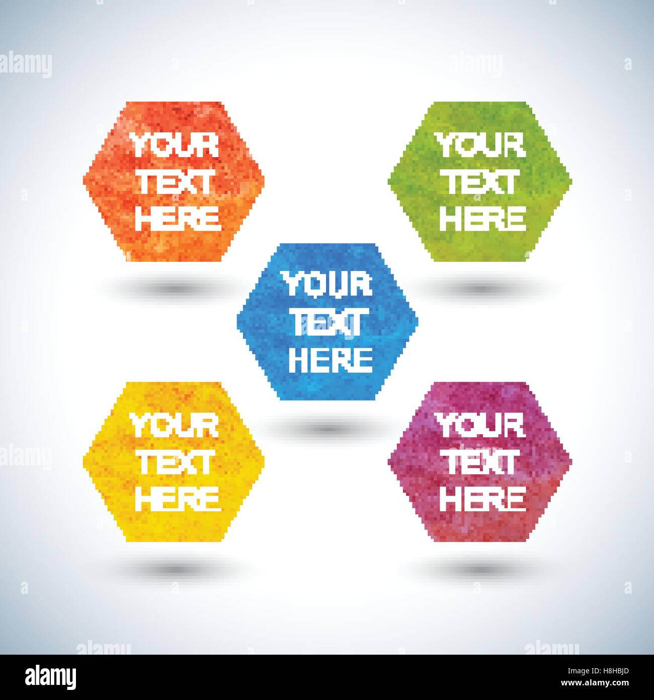 Set of hexagon watercolor background icons . Vector Illustration Stock ...