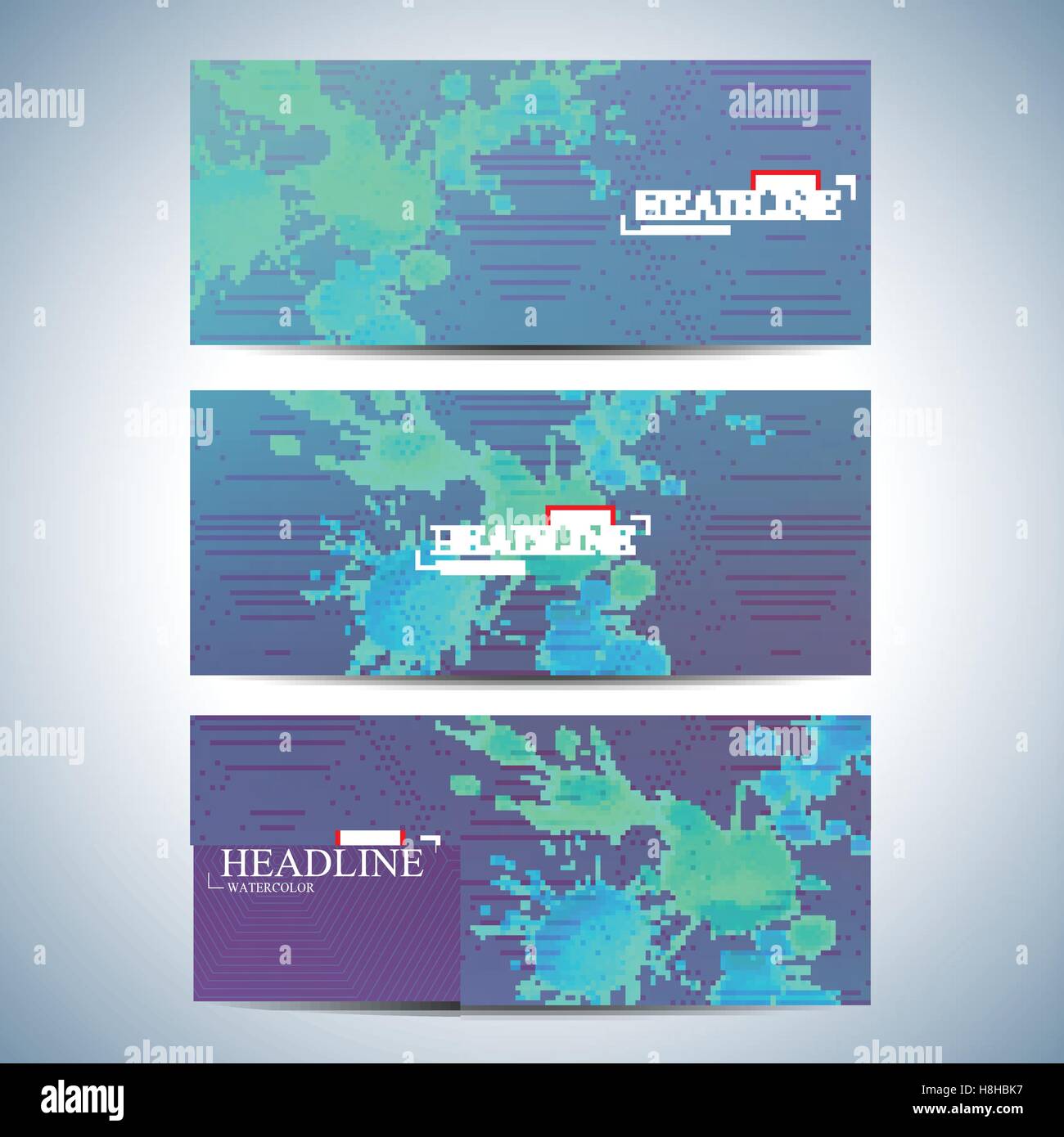 Set of watercolor horizontal backgrounds. Modern page website design ...