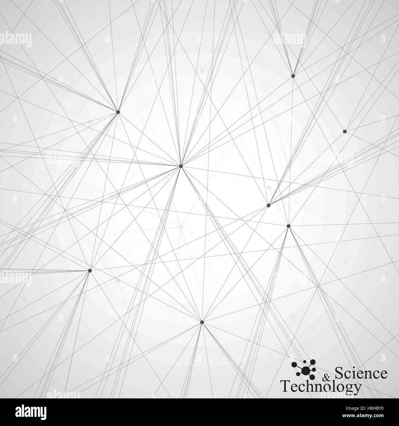 Graphic grey background . Connected lines with dots. Vector ...