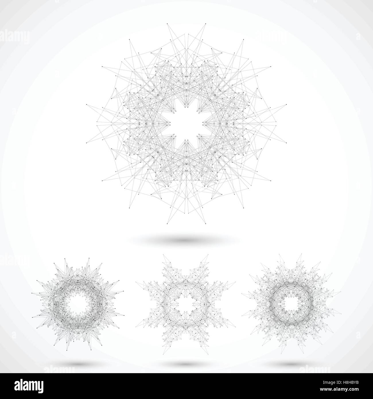 Geometric Abstract Form With Connected Lines And Dots Vector