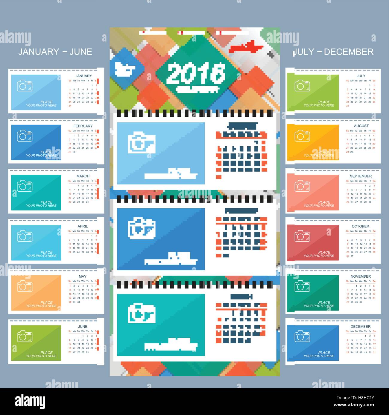 Wall calendar 2016 years . Vector design template with place for your ...