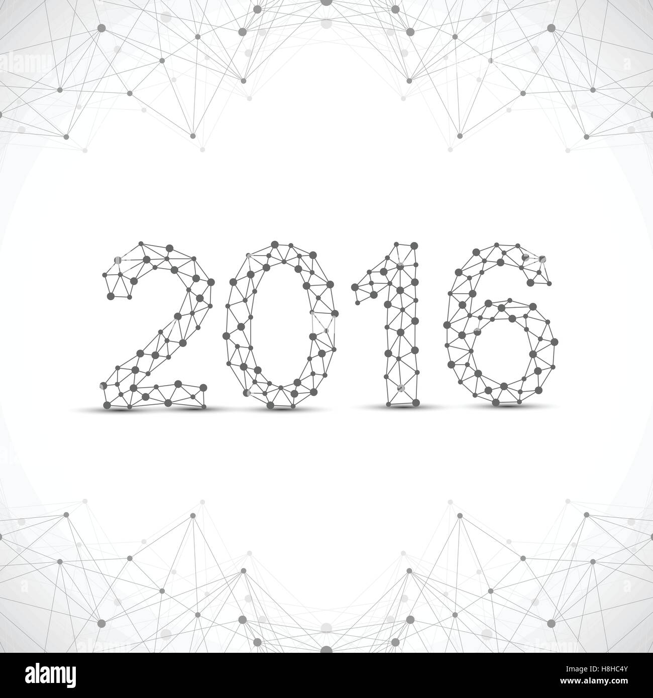 Text design Happy new year 2016. Graphic background molecule and ...