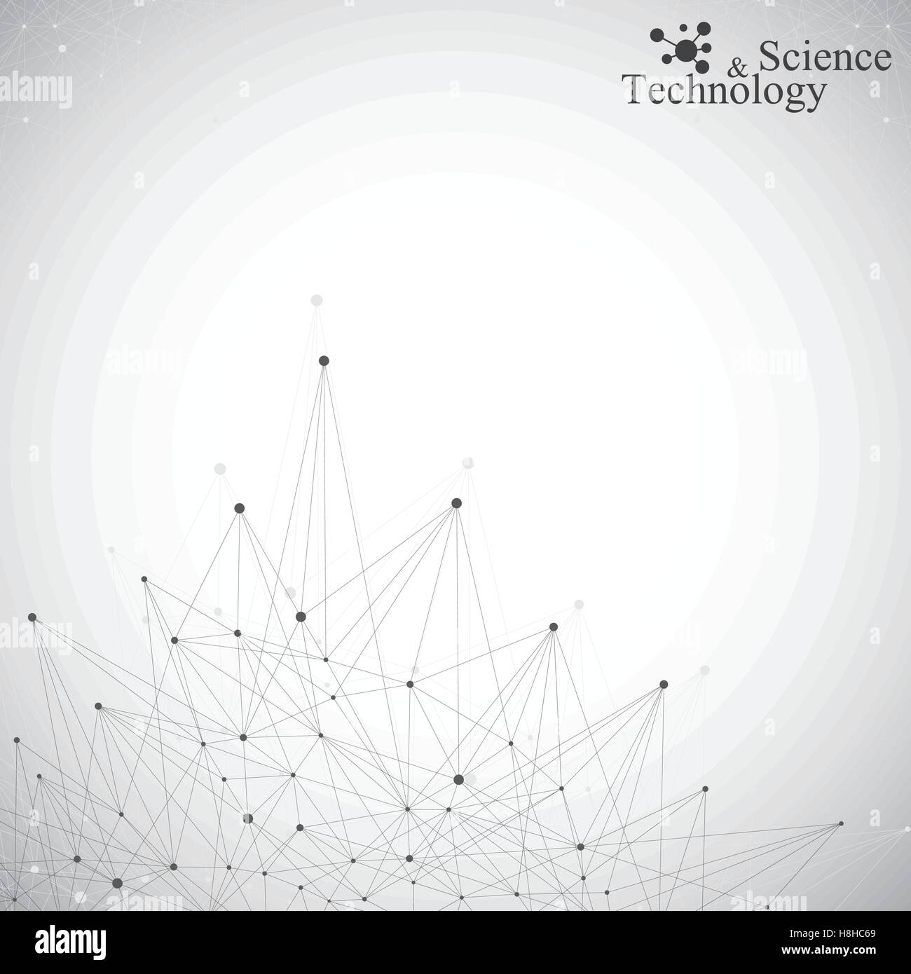 Geometric grey background molecule and communication . Connected lines ...