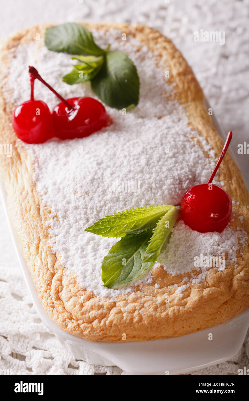Tasty Austrian dessert souffle Salzburger Nockerln with cherries and ...