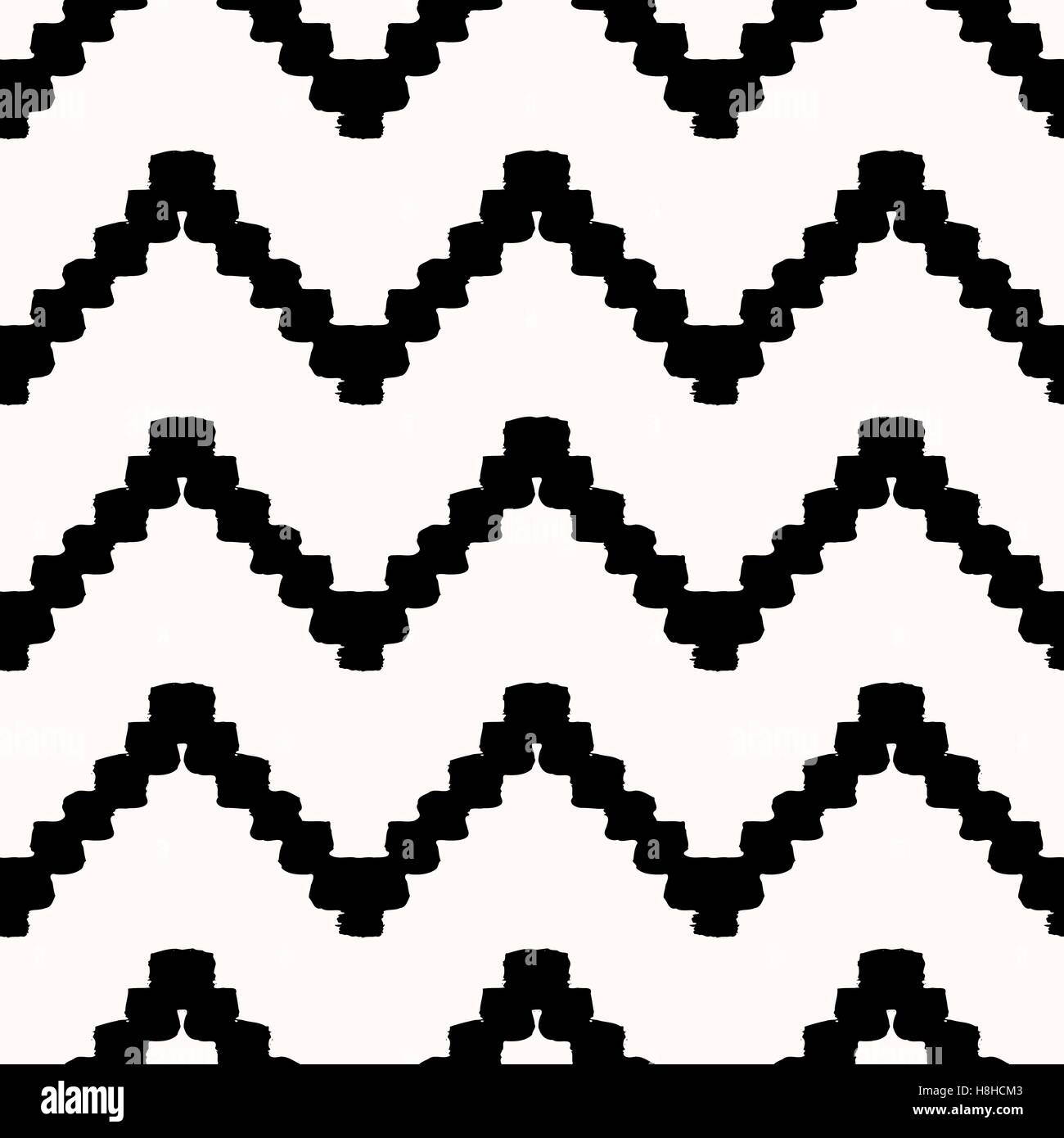 Hand drawn seamless chevron pattern in black and cream. Modern textile ...