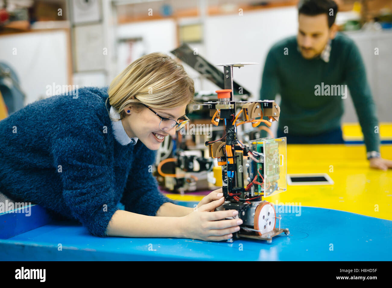 Robotics engineer students teamwork on project Stock Photo - Alamy