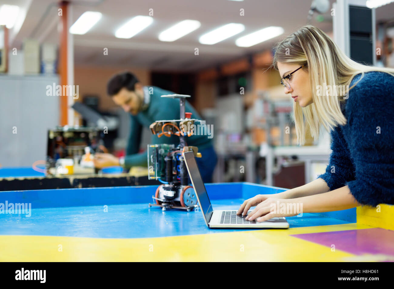 Robotics engineer students teamwork on project Stock Photo - Alamy