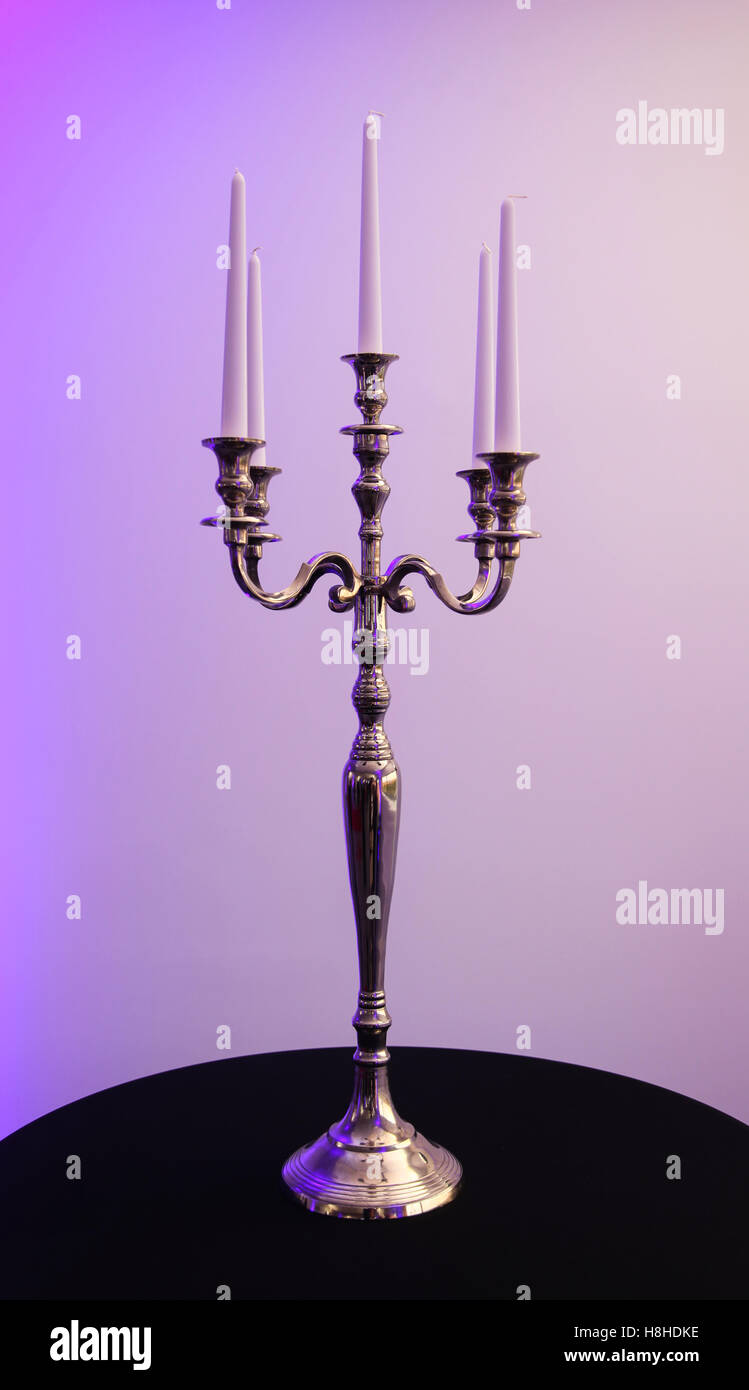 Five places candlestick ready for beginning of celebration Stock Photo ...