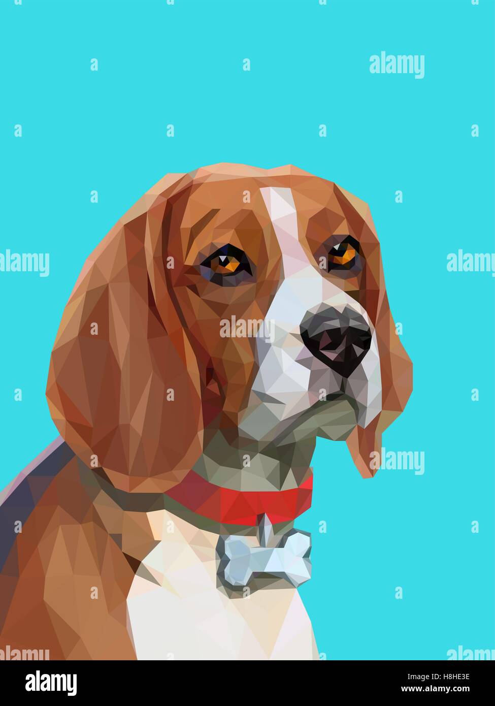 Triangle low poly portrait of beagle dog. Animal portrait. Vector ...