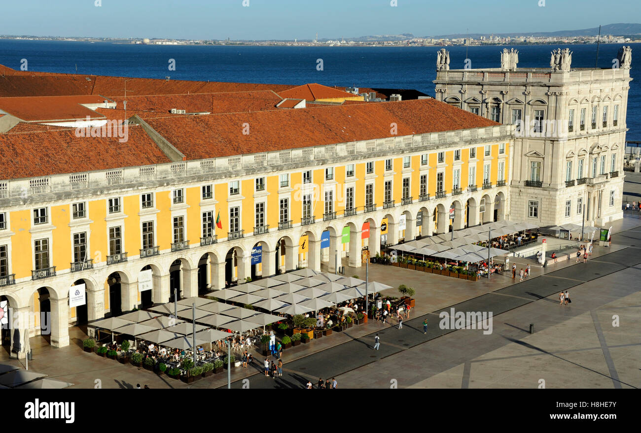 Roofs of Praca do Comercio, Square of Commerce, Tagus river, Baixa ...