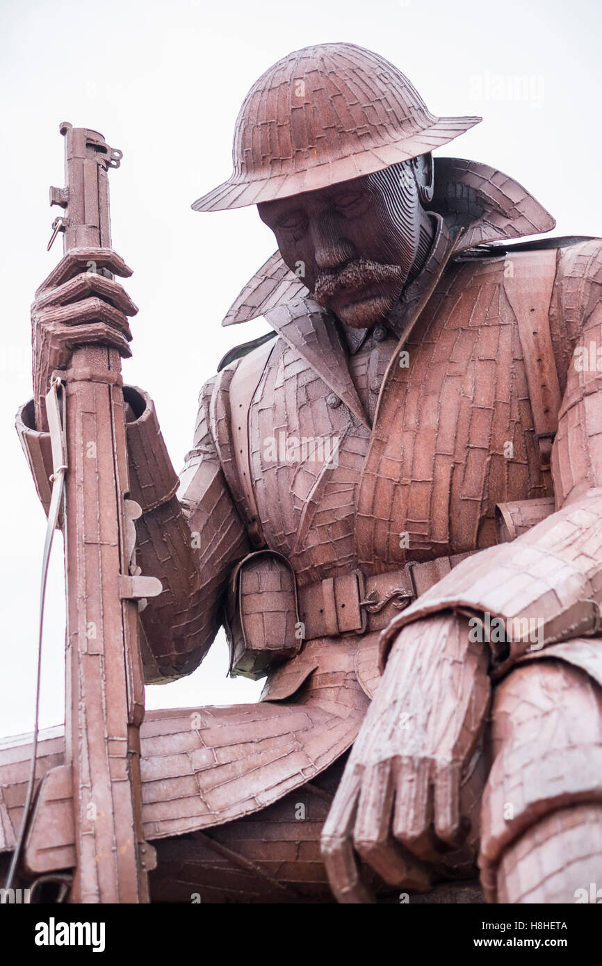 A close up photo of the war memorial 'Old Tommy' located in Seaham ...