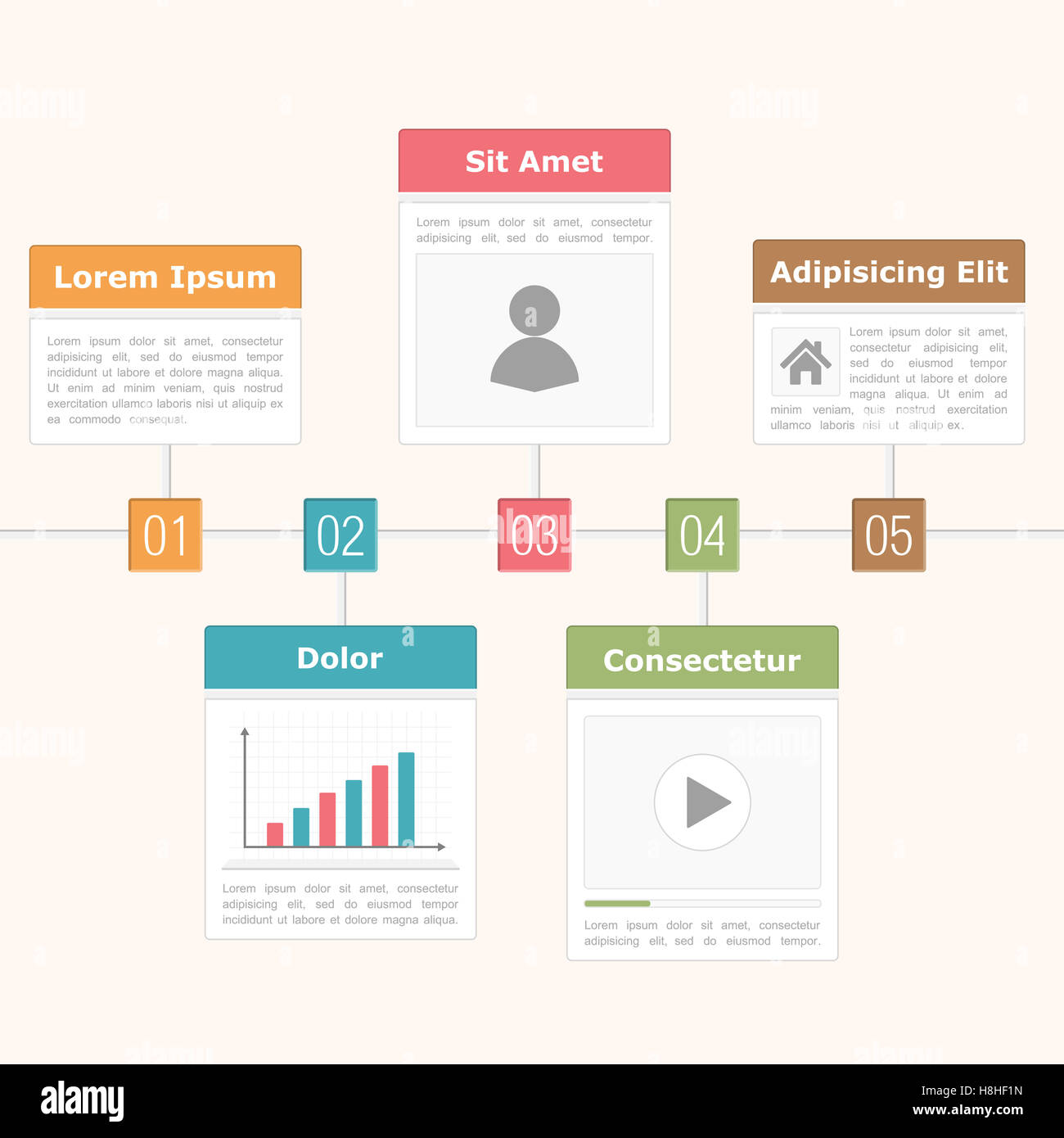 Timeline template with numbers Stock Photo - Alamy