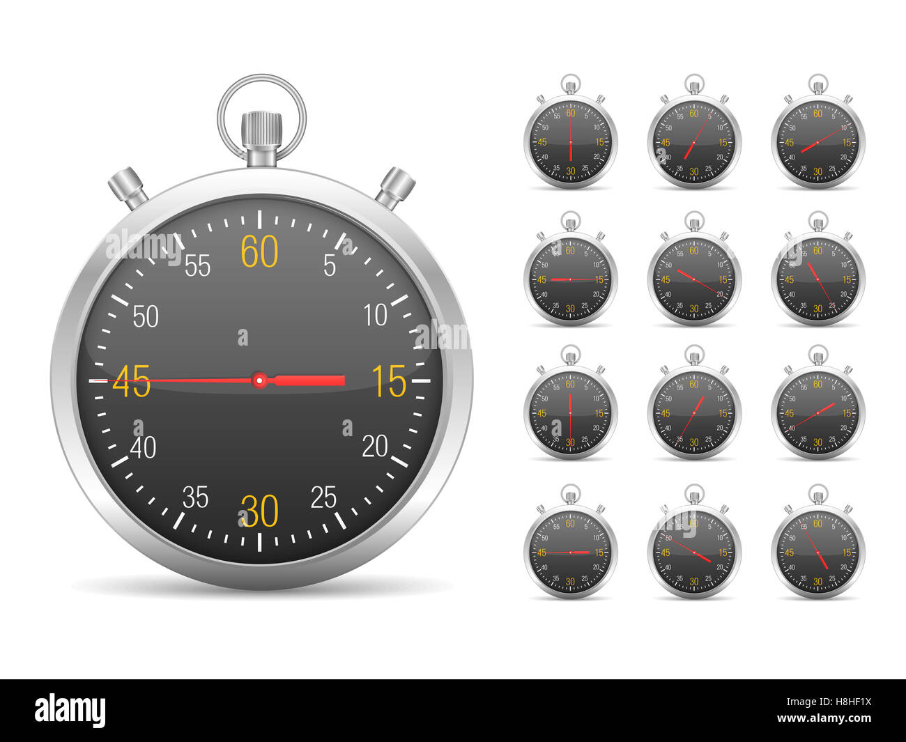 Stopwatch with different time Stock Photo - Alamy