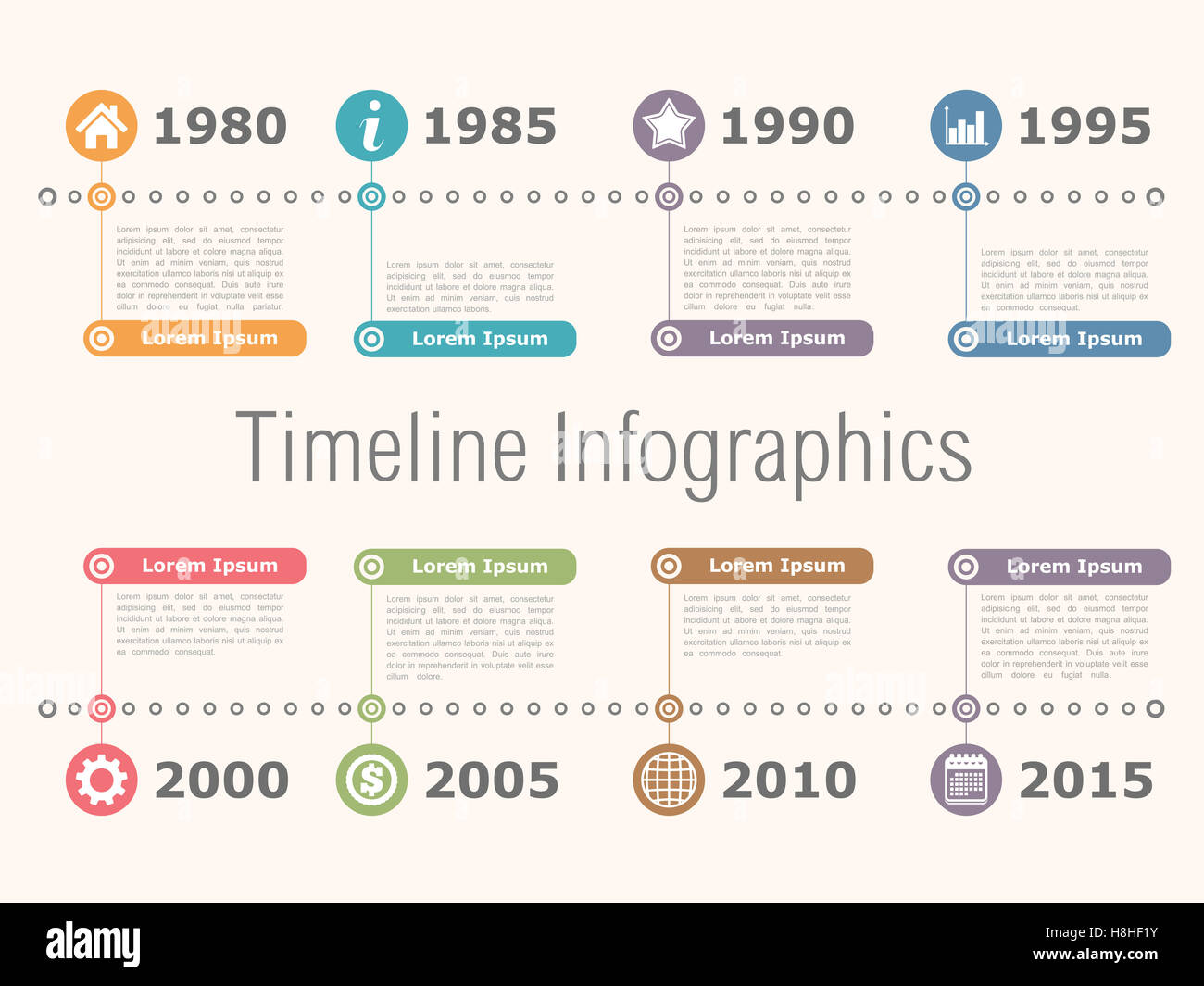 Horizontal timeline infographics design template Stock Photo - Alamy