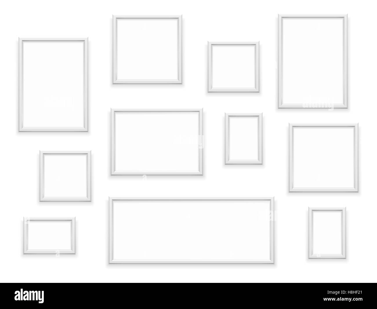 Set of white photo frames Stock Photo - Alamy