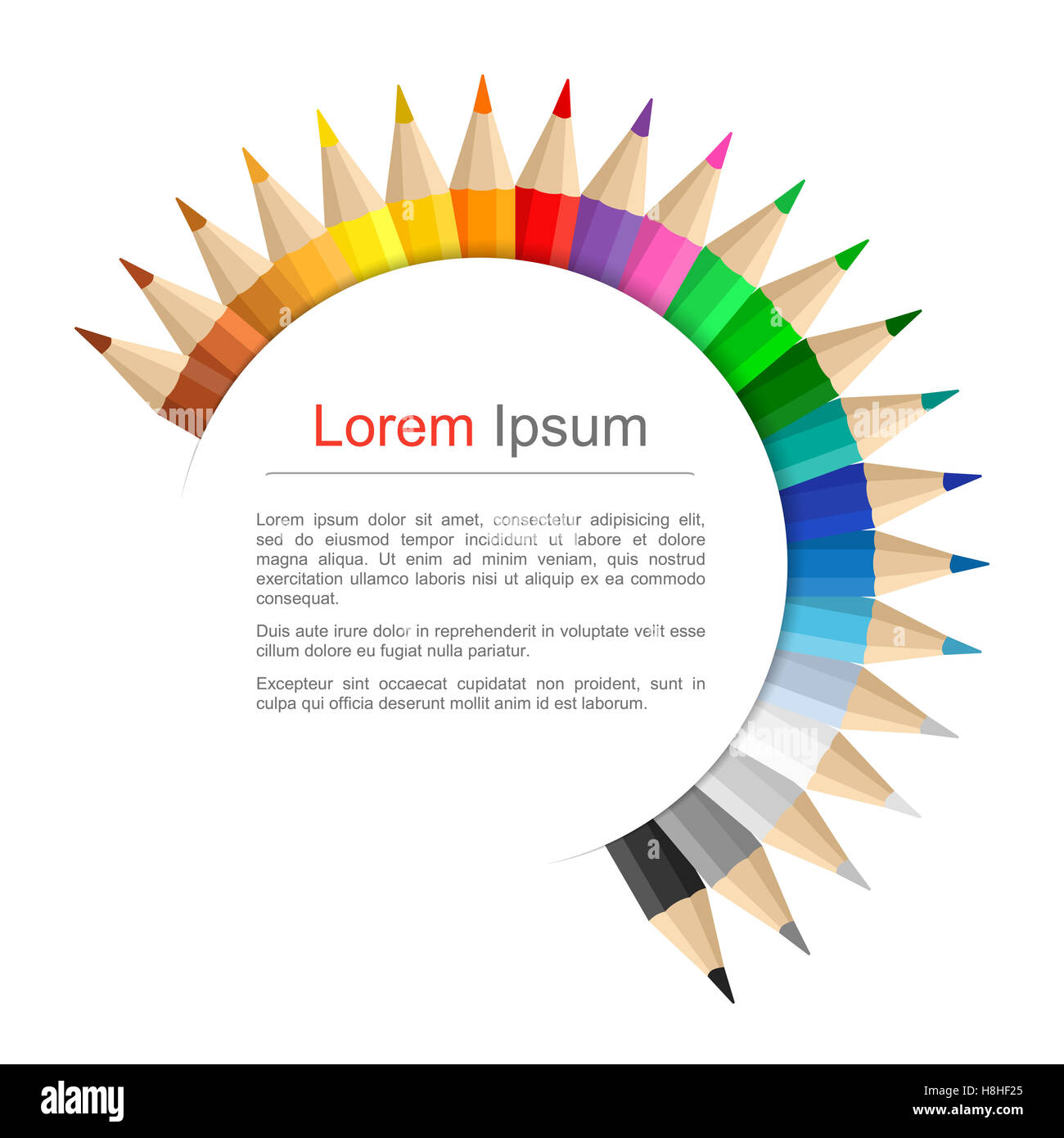 Circle with colored pencils, education banner Stock Photo - Alamy