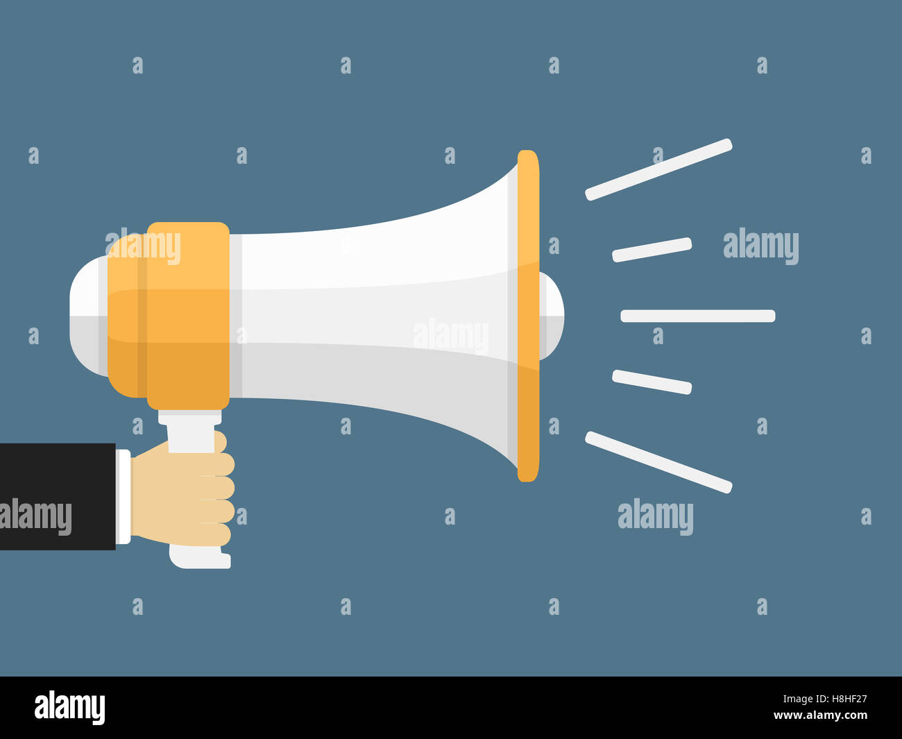 Hand holding megaphone Stock Photo - Alamy