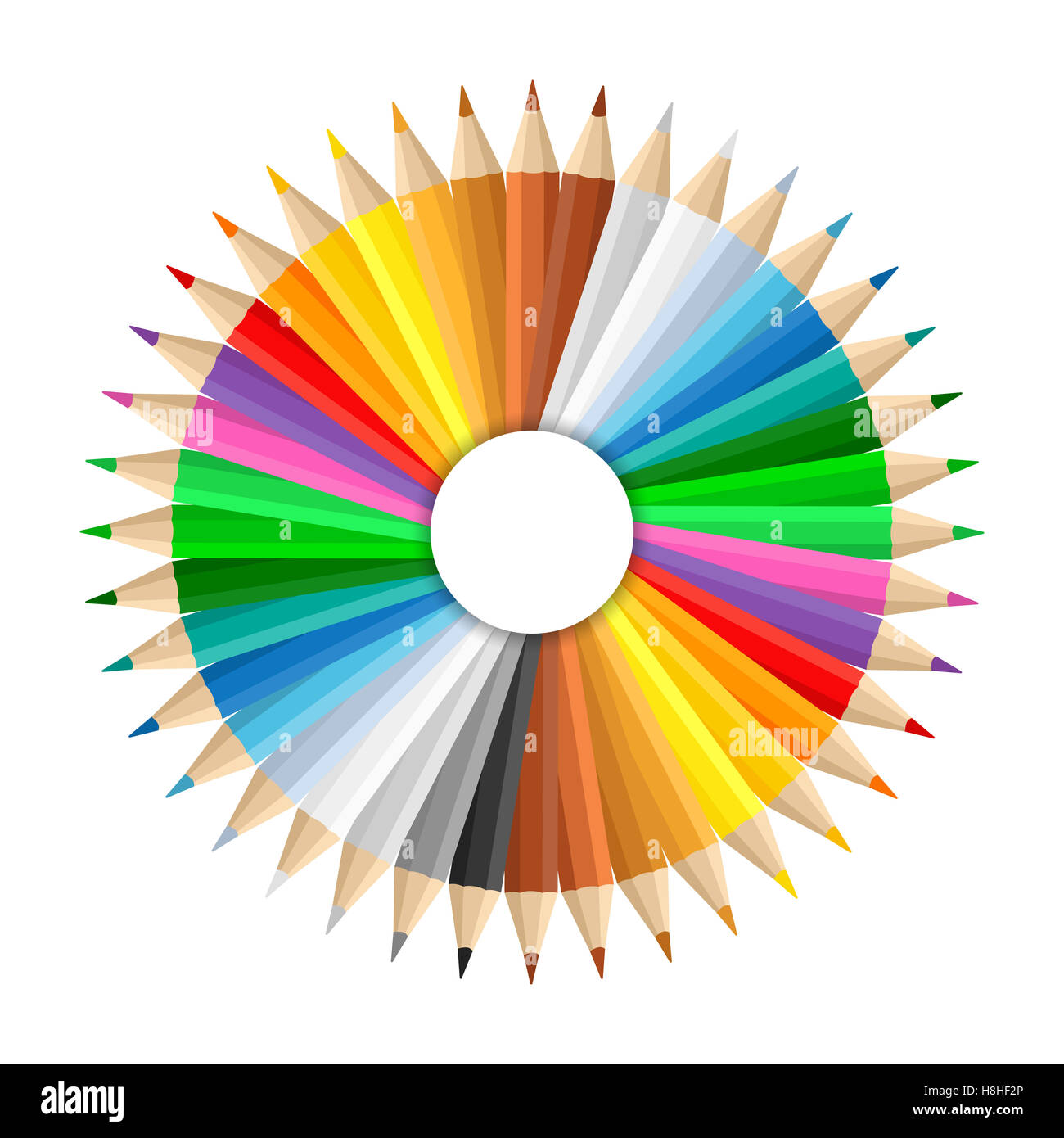 Circle made of colored pencils Stock Photo - Alamy